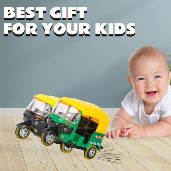 Zest 4 Toyz Pullback Auto Rickshaw Toy Model with Movable Handle Toy ...