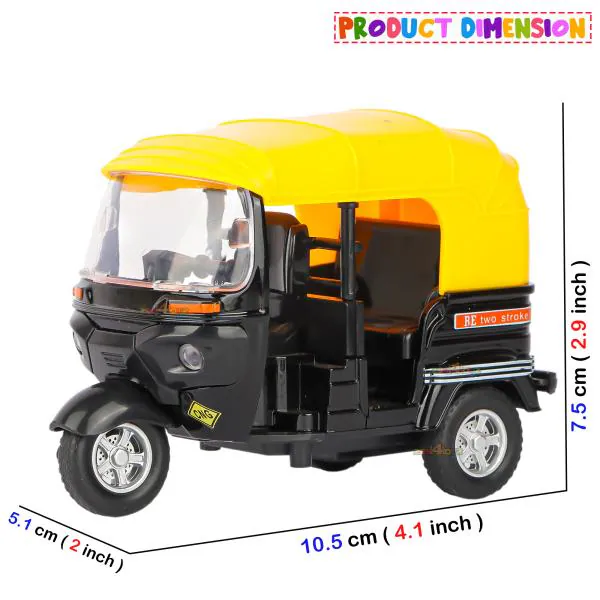 Zest 4 Toyz Pullback Auto Rickshaw Toy Model with Movable Handle Toy ...
