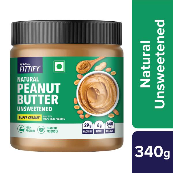 Saffola Fittify Natural Peanut Butter Unsweetened Super Creamy 340g - JioMart