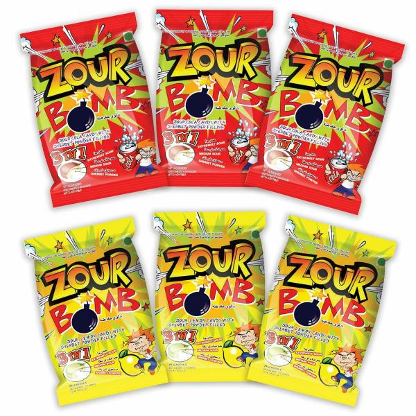 Zour Bomb Sour Candy Combo Pack of Cola & Lemon Candy (Pack of 6, 110g ...