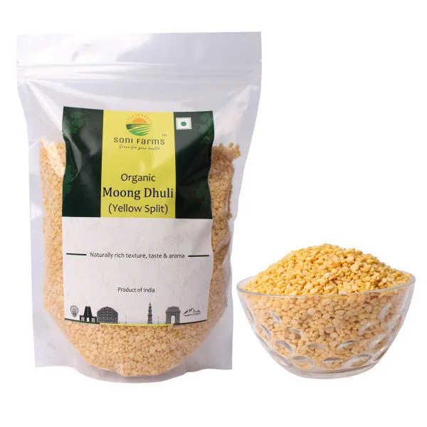 Soni Farms Organic Unpolished Moong Dhuli Dal, Yellow Split Washed - 2 ...