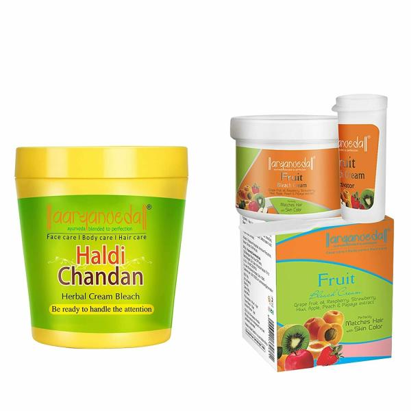 Aryanveda Herbals Haldi Chandan Bleach Cream 250gm & Fruit Bleach Cream ...