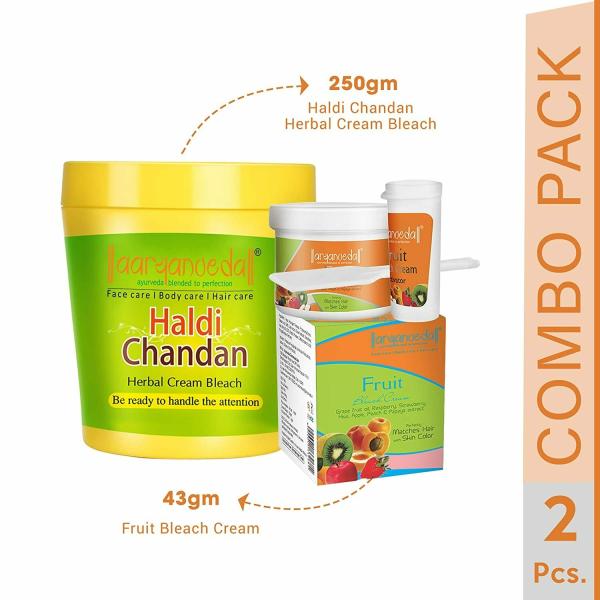 Aryanveda Herbals Haldi Chandan Bleach Cream 250gm & Fruit Bleach Cream ...