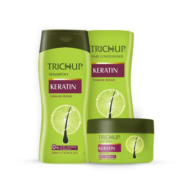 Trichup Keratin Kit (Shampoo 200 ml, Conditioner 200 ml, Hair Cream 200 ...