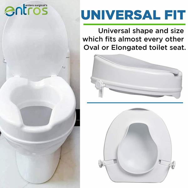 Entros 6 Inch Toilet Commode Seat Raiser Elevator Extension with Lid ...