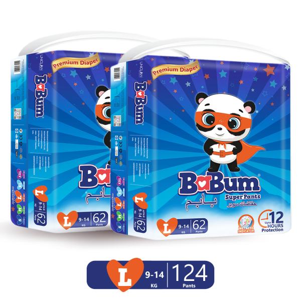 Babum Super Pants Premium Diaper | Wetness Indicator | Large | 124 ...