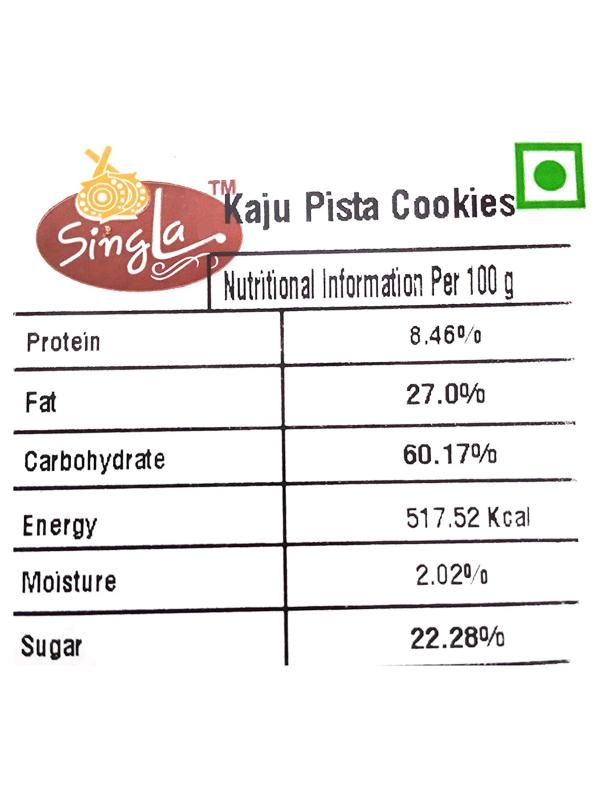 Singla Sweets Kaju Pista Cookies Biscuits 350 G - JioMart