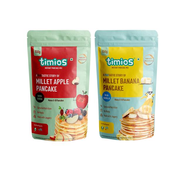 Timios Organic No Maida Millet Pancake Mix-Apple& Banana Combo |Made ...