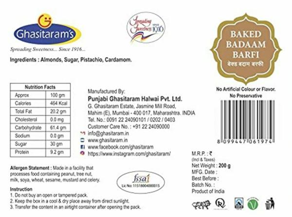 GHASITARAM'S Authentic Baked Badam Barfi For For Every Indian ...