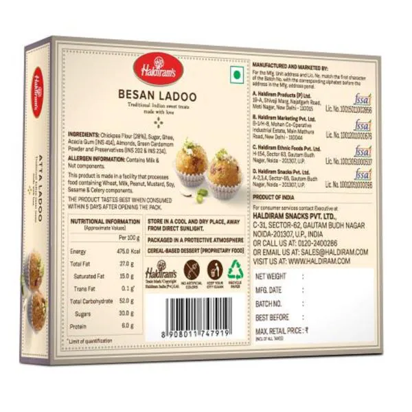 Haldiram's Besan ladoo 400 g X 1 Box - JioMart