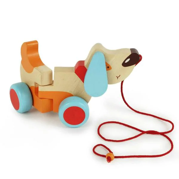Shumee Multicolor Wooden Bruno The Dog Pull Along Toy With Attached ...