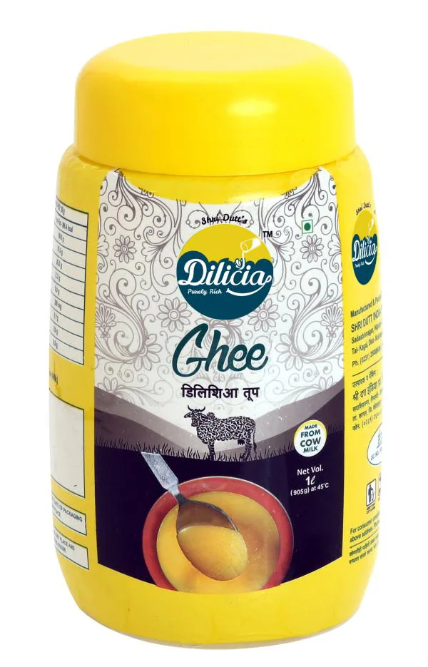 Shri Dutt's Dilicia Pure Cow Ghee 1 litre| Cow Ghee 1L Pure (Pack of 2 ...