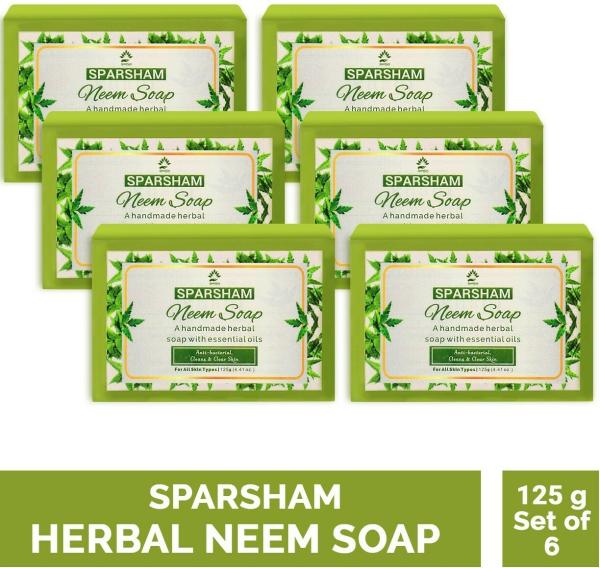 Sparsham HANDMADE NEEM SOAP FOR PURIFIED SKIN RASHES ACNE & PIMPLE 750g ...