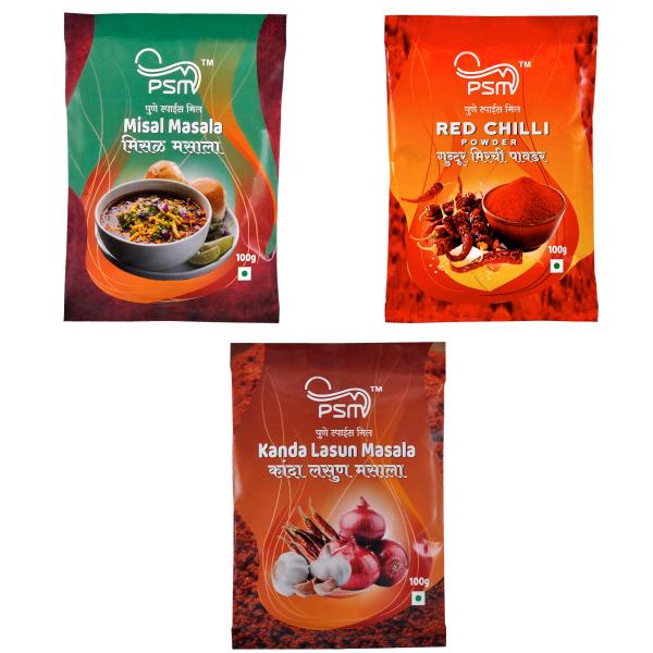 PSM Misal Combo | Misal Masala | Red Chili Powder | Kanda Lasun Masala ...