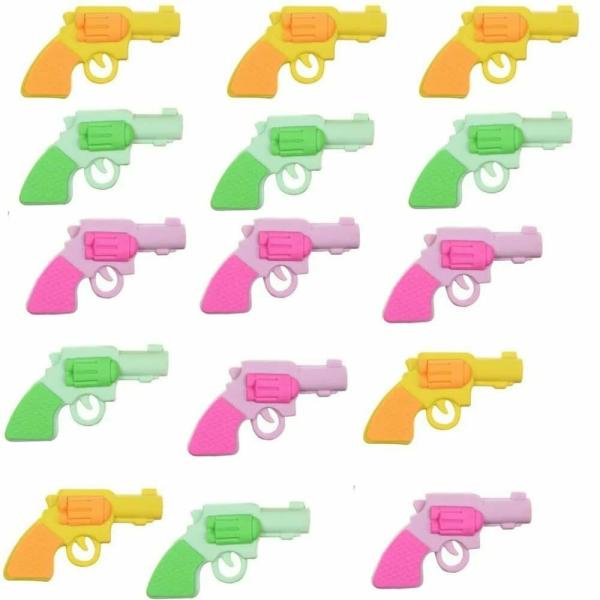 Pmw - Birthday Popper Gun Shape Eraser Assorted 15 Pcs - Gun Pistol ...