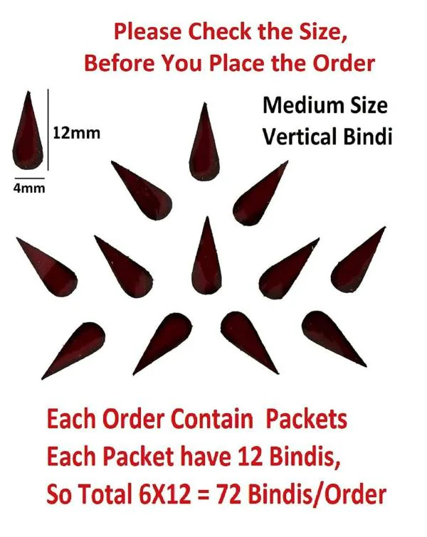 Vama Fashions Deep Red Velvet Vertical Bindi small Bindi For Women ...