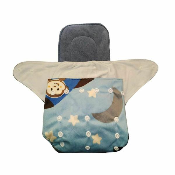 Babymoon Blue Space Shuttle Cloth Diaper with 5 Layers Bamboo Insert (0 ...