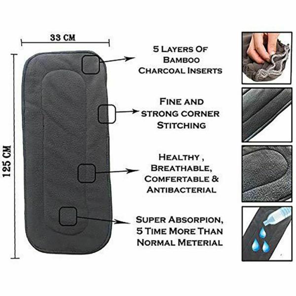 Babymoon Blue Space Shuttle Cloth Diaper with 5 Layers Bamboo Insert (0 ...