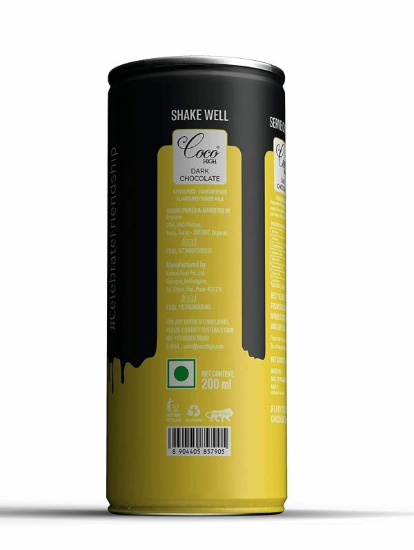 COCO HIGH Dark Chocolate Drink, 200 Ml x 12 Cans, Chocolate Milk Shake ...