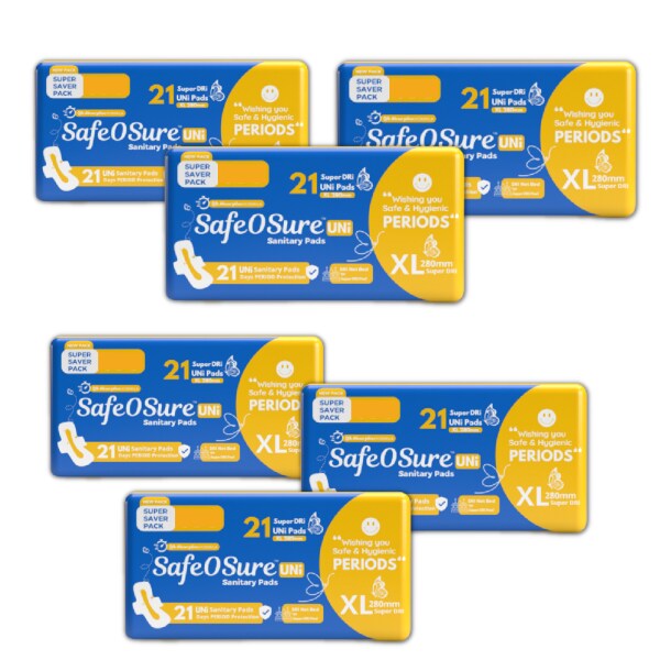 Safeosure Xl 280Mm Super Saver Super Dri Pads Safe & Hygienic Periods ...