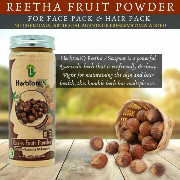 HerbtoniQ 100% Natural Reetha Fruit Powder (Soapnut/sapindus Mukorossi) For Hair Pack 150g (Pack ...