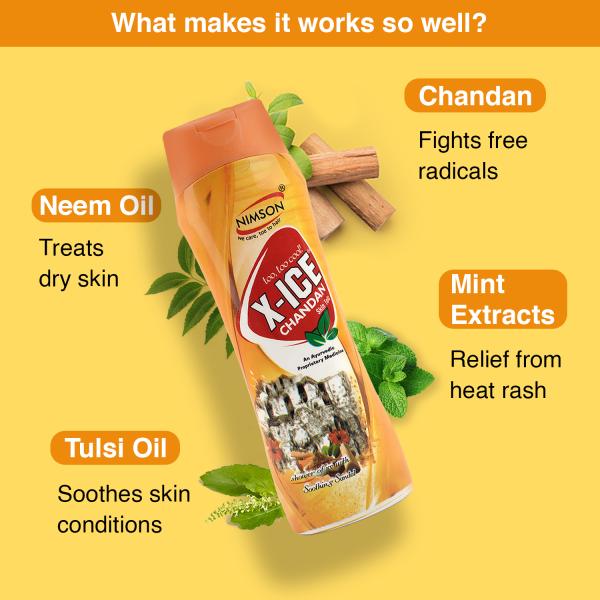 Nimson X-Ice Chandan Talcum Powder For Helps Calm, Fights Against ...