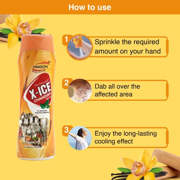 Nimson X-Ice Chandan Talcum Powder For Helps Calm, Fights Against ...