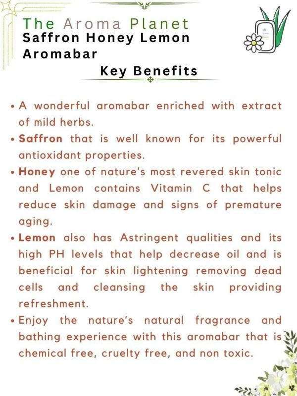 The Aroma Planet Saffron Honey Lemon Aromabar Handmade Soap for All ...