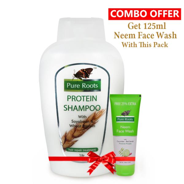 Pure Roots Herbals Protein Shampoo 1L Combo Pack Get Free Neem Face ...