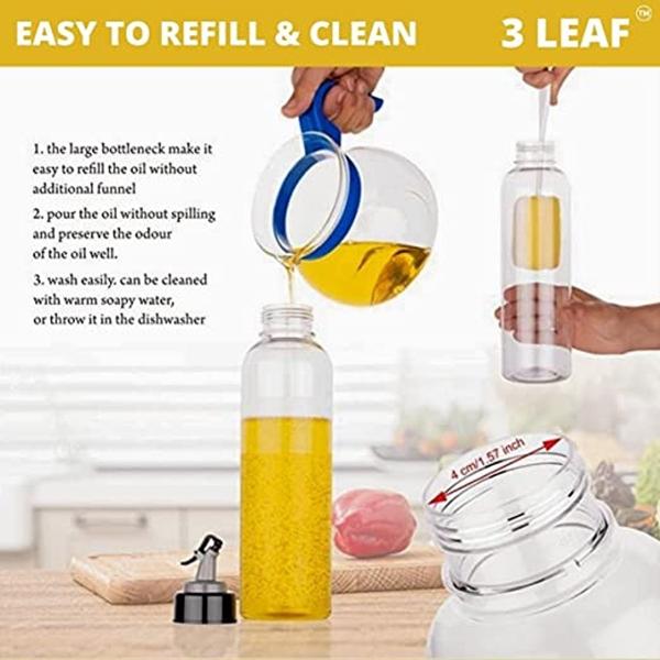 3 LEAF Plastic Oil Dispenser Bottle-1 Liter| Cooking Oil Container ...