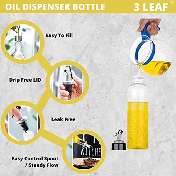 3 LEAF Plastic Oil Dispenser Bottle-1 Liter| Cooking Oil Container ...