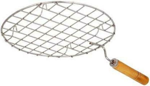 SINGING SPARROW Silver Steel Roaster and Bread Tong with Wooden Handle ...