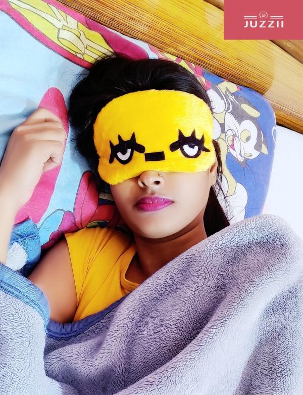 JUZZII Cute Cartoon Velvet Sleeping Eye Shade Mask for Men Women Girls ...