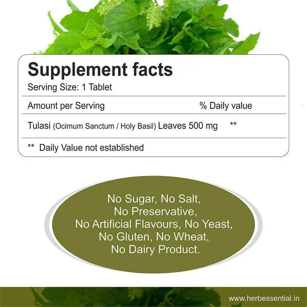 Herb Essential Tulsi ( Holy Basil ) 500 mg Tablet - 60 Tablets - JioMart