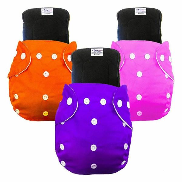 Babymoon Pink Orange Purple Reusable Cloth Diapers With Insert 6 pcs ...