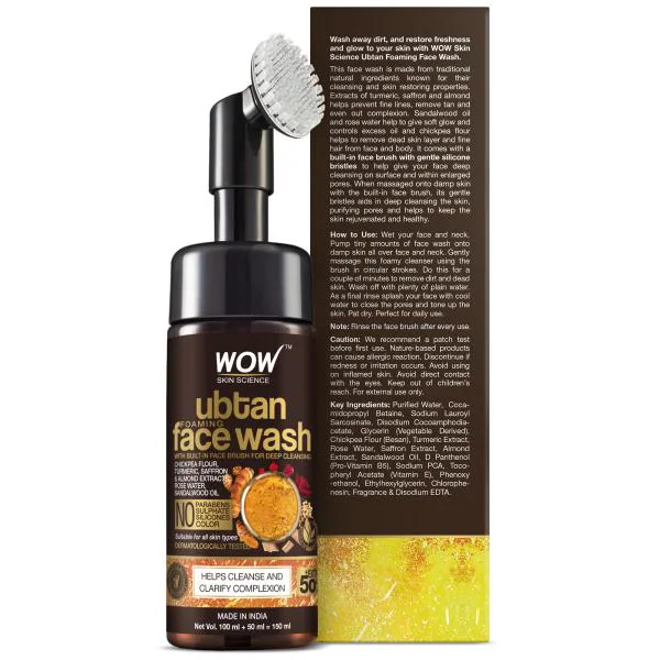 WOW Skin Science Ubtan Foaming Face Wash with Built-In Face Brush - 150mL - JioMart