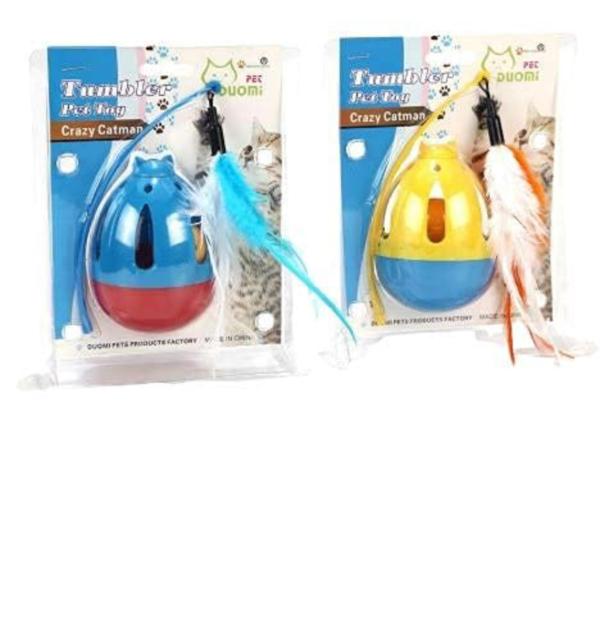 PSK Pet Mart Cat Rolly Polly Tumbler Training Ball With Feather Stick ...