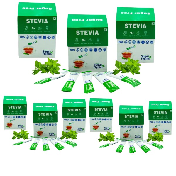 Sugar Fighter Stevia Sachets 50 [Pack of 9] 100% Sugar Free I Diabetic ...
