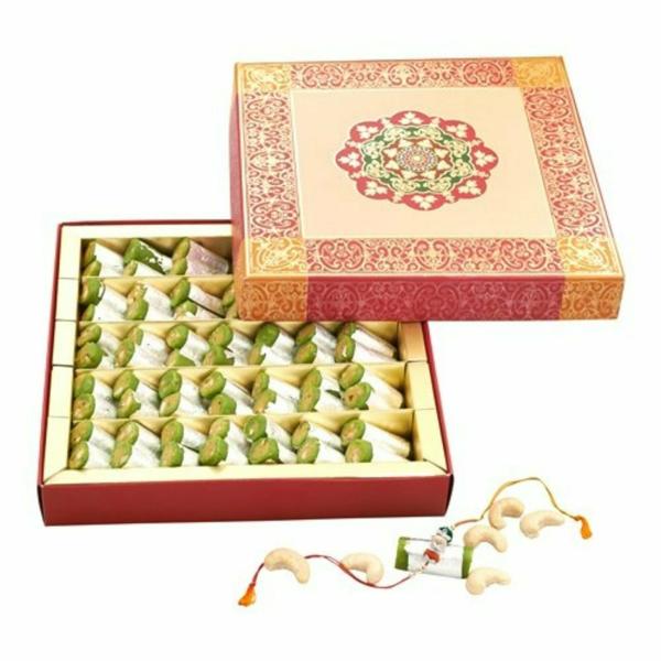 Ghasitaram's Rakhi Special Kaju Pista Roll Mithai Box(400 GMS), for ...