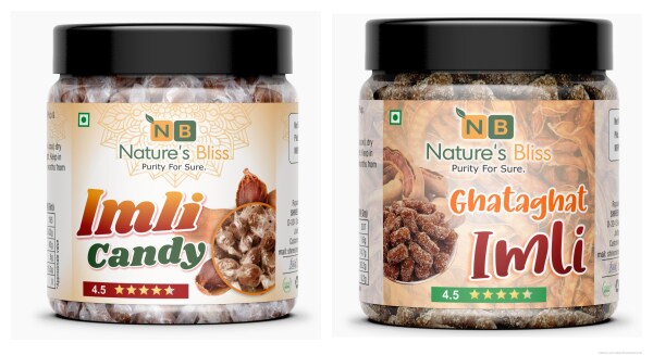 Nature's Bliss Premium Imli Candy 250g & Emli Gatagat 400g (Pack of 2 ...