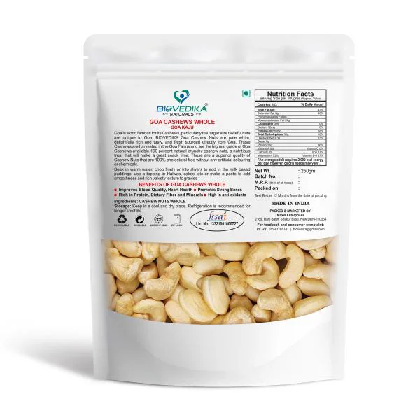 Premium Goa Cashews, 250G, Authentic Goan Cashews, W240/W320 Grade ...