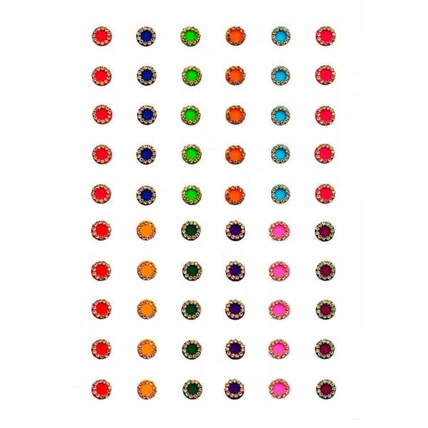 Vama Fashions Golden Crystal White Diamond Multicolour Stone Bindi ...