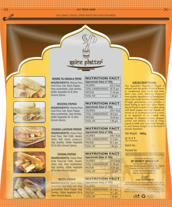 Spice Platter Moong Punjabi Sajji Handmade Papad (Strong Spicy ...