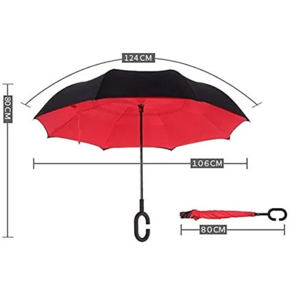 KARTUNBOX Double Layer Inverted Reversible No Drip Umbrella with C ...