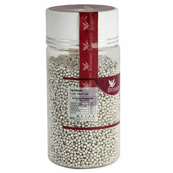 BLOSSOM Edible Silver Balls Sprinkles for Cake Decoration (Size- 0) 125 ...