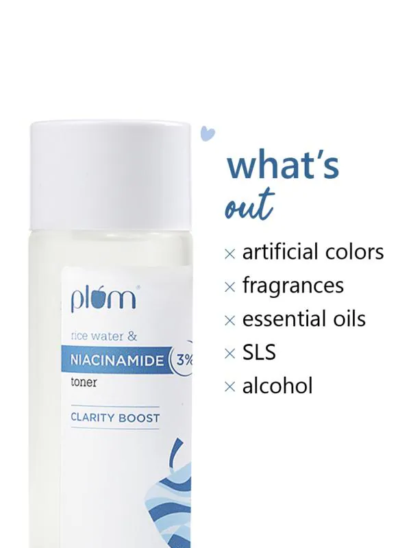 Plum 3% Niacinamide Toner with Rice Water | Vitamin B3 with Japanese ...