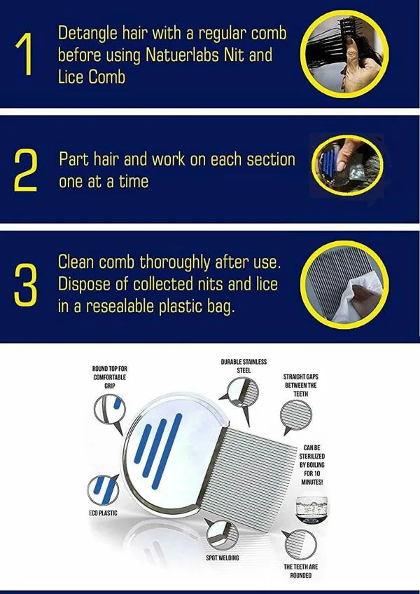 TONY STARK New Lice Treatment nit Comb with Stainless Steel Metal for ...