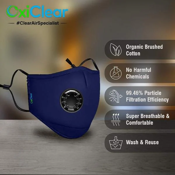 OxiClear N99 Pollution Mask With 12 Activated Carbon Filters, Washable ...