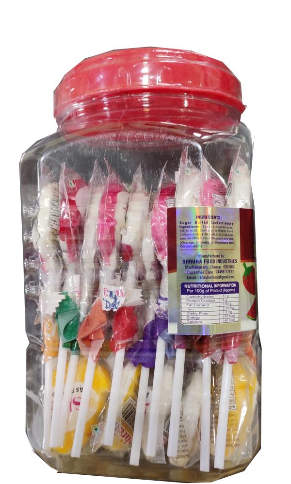 Rainbow Multiflavor Lollipop Candy Leaf shaped (Jar of 40 pcs) - JioMart