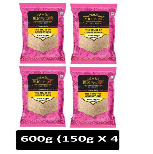 BLK Foods 600g Spice Powder - White Pepper | Safed Mirch powder | Pure Pepper Powder (150g x 4 ...